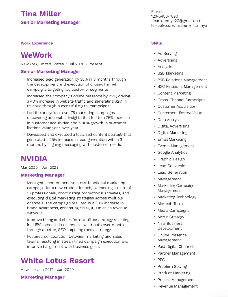 Violet Precision Resume Template - Resume template that is ATS-Ready & Free